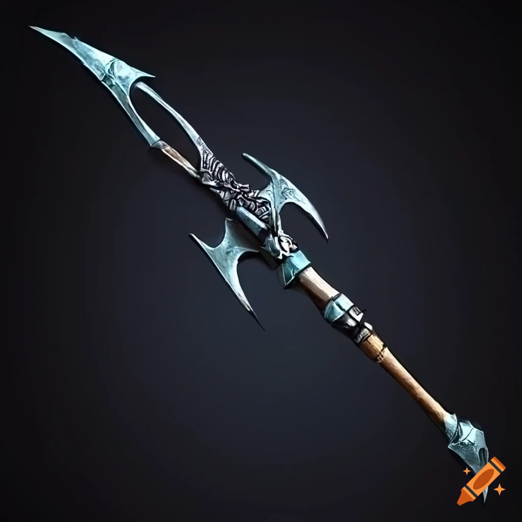 Intricately designed medieval-futuristic glaive on Craiyon