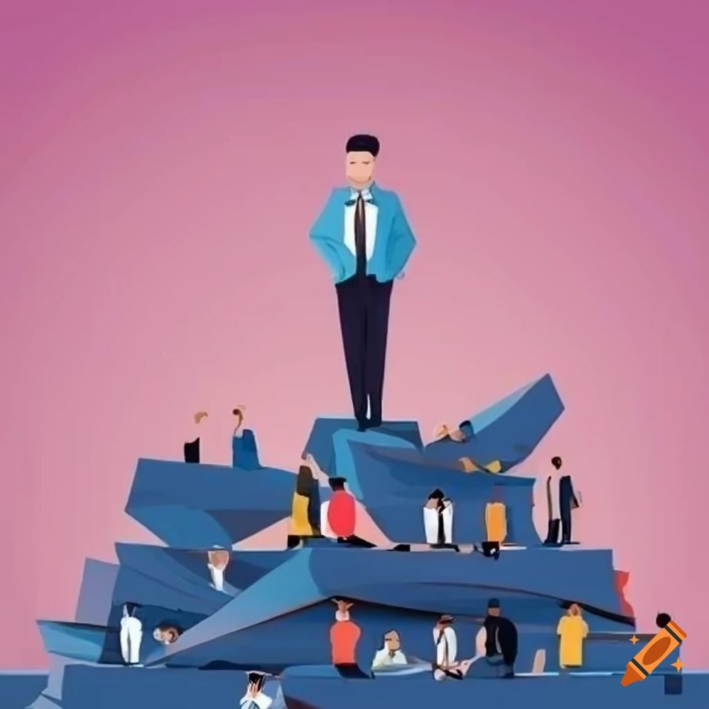 Infographic of a business man doing deep work on top of a pile of other ...