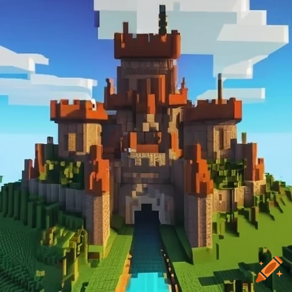 Blocky castle inspired by minecraft with realistic colors on Craiyon