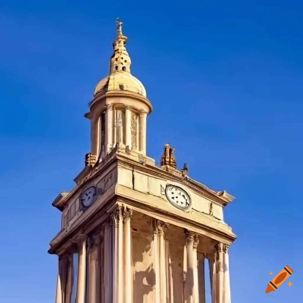 Royal clock tower with lofty pillars showcasing classical and Georgian ...