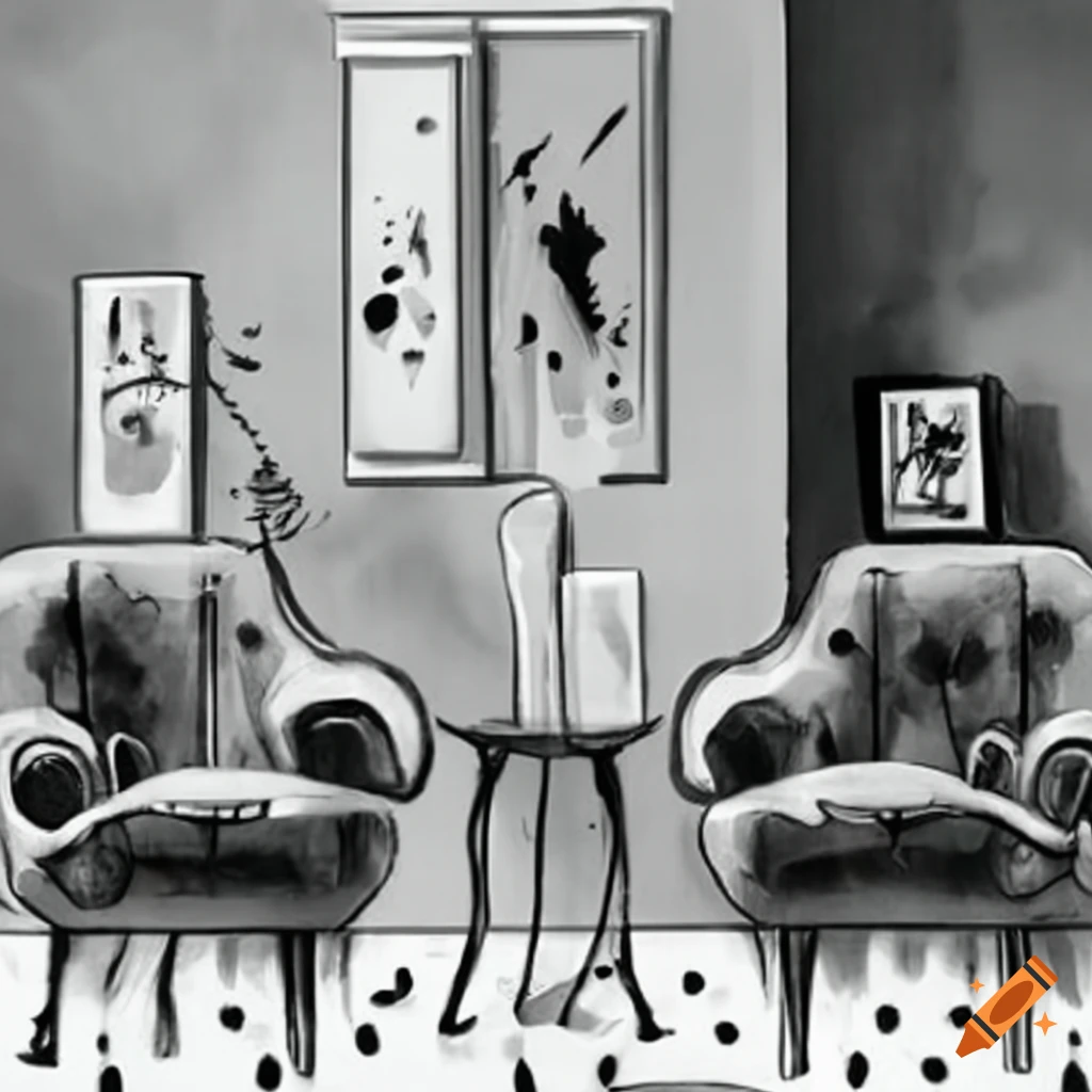 Post-punk living room with gloomy and creepy atmosphere on Craiyon