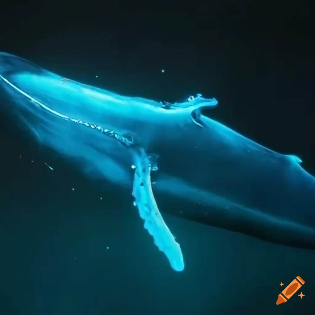 Sci-fi humpback whale with neon tron circuitry in a nebula explosion on ...