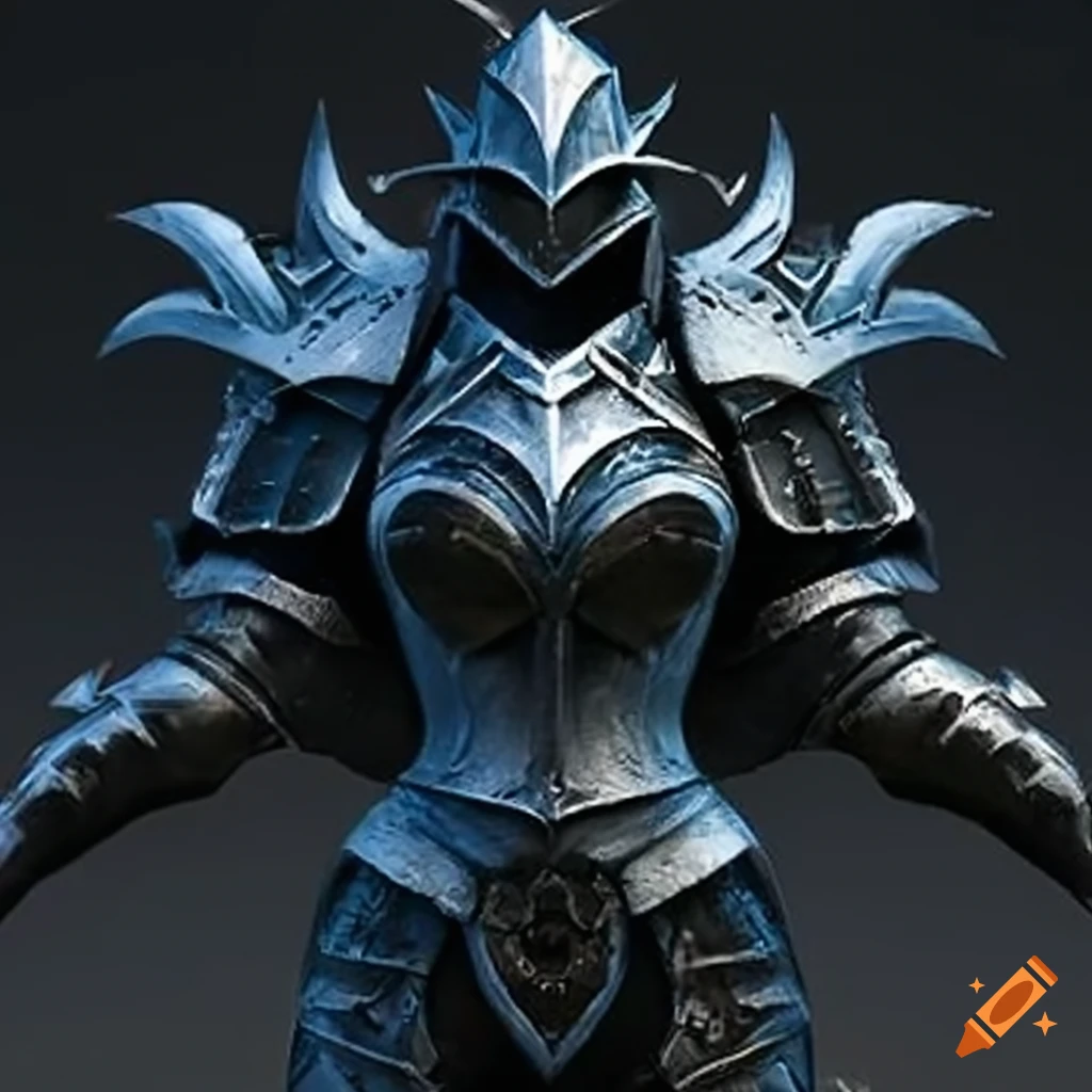 Front view of raven magic armor on Craiyon