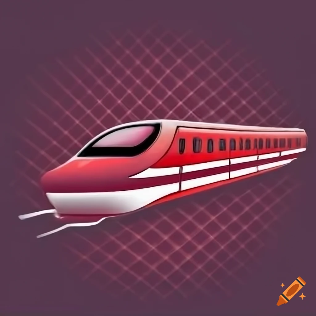 Red bullet train monorail outline pointing right on Craiyon