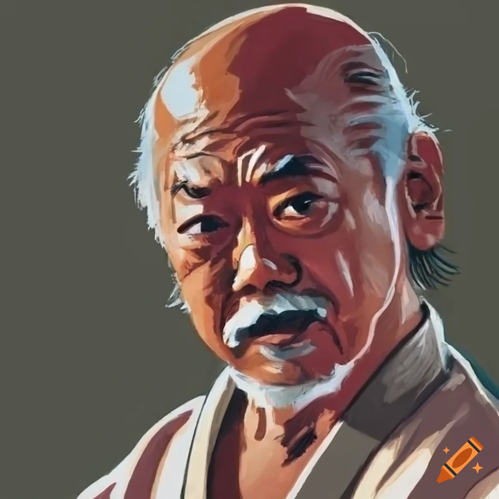 Mr. miyagi fighting in the style of pierre joubert on Craiyon