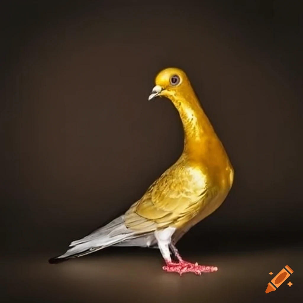 Golden pigeon sculpture on Craiyon