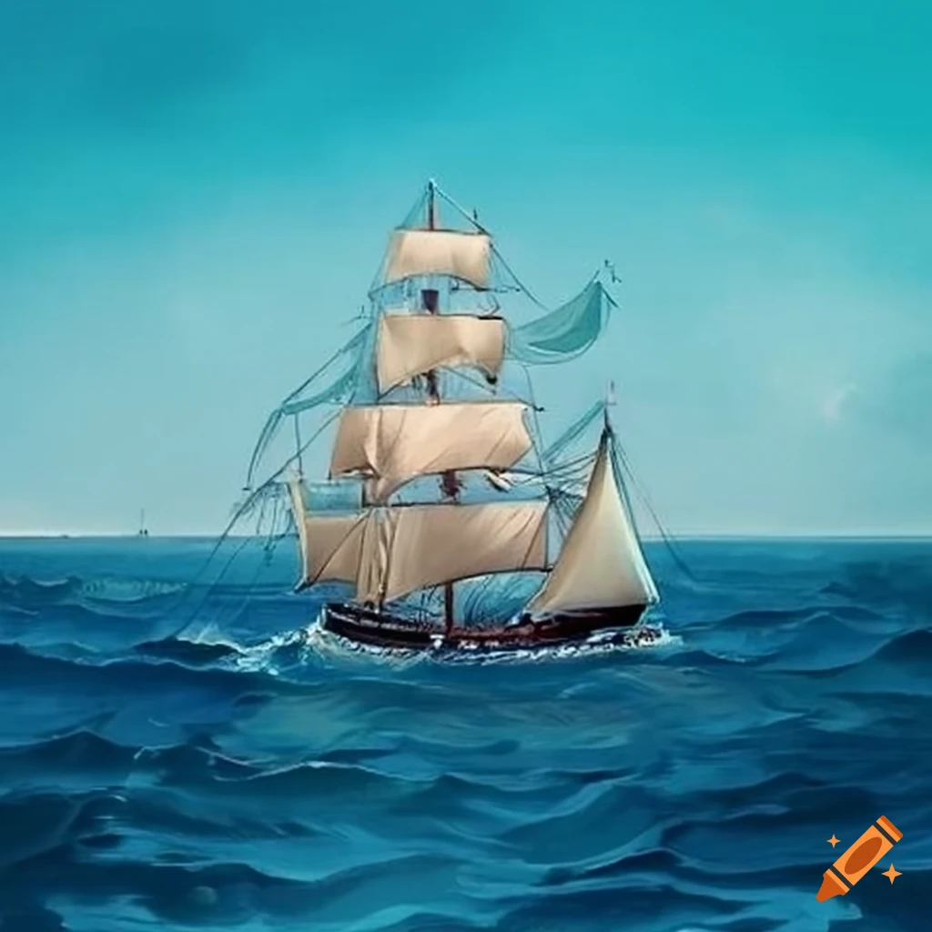 Three ships setting sail on the sea on Craiyon