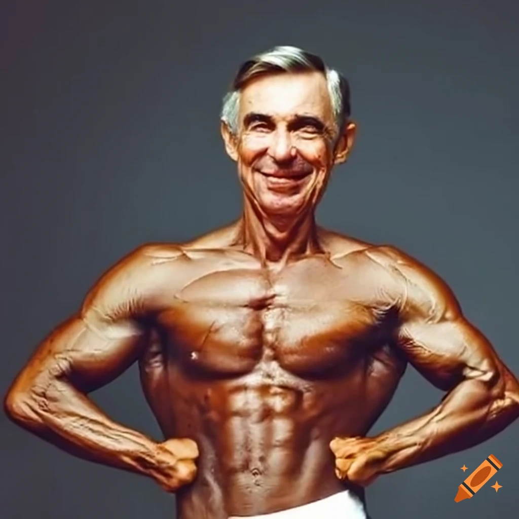 Mr. rogers at a bodybuilding competition on Craiyon
