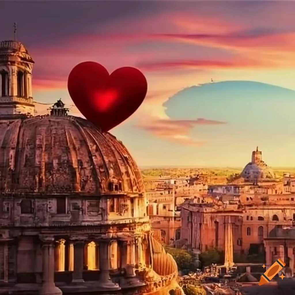 Aerial view of rome with love theme on Craiyon
