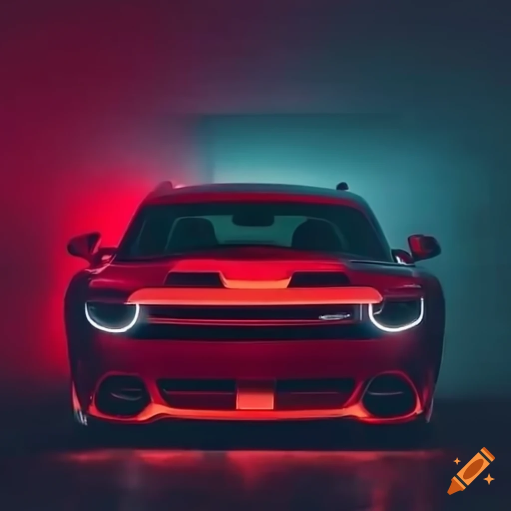 Black hellcat with red underglow in the night on Craiyon