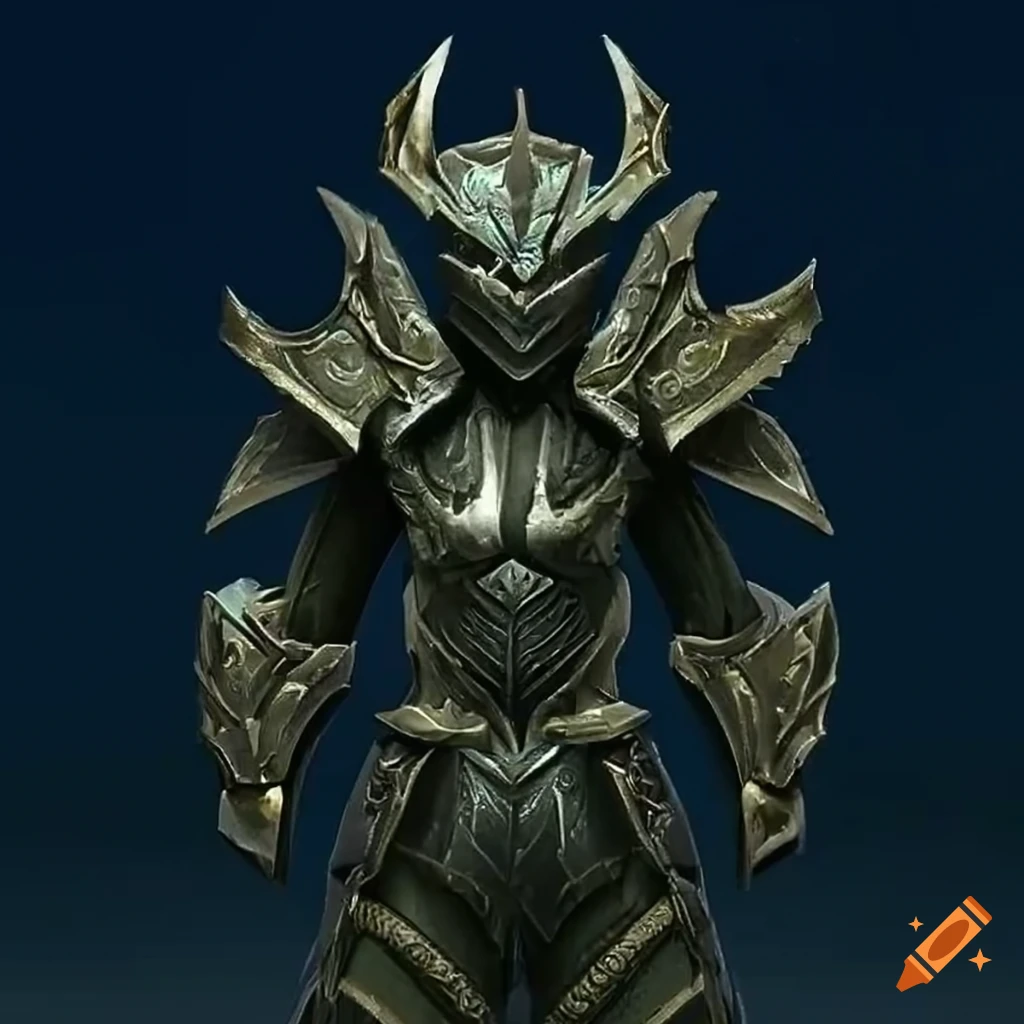 Mythic raven magic armor front view on Craiyon