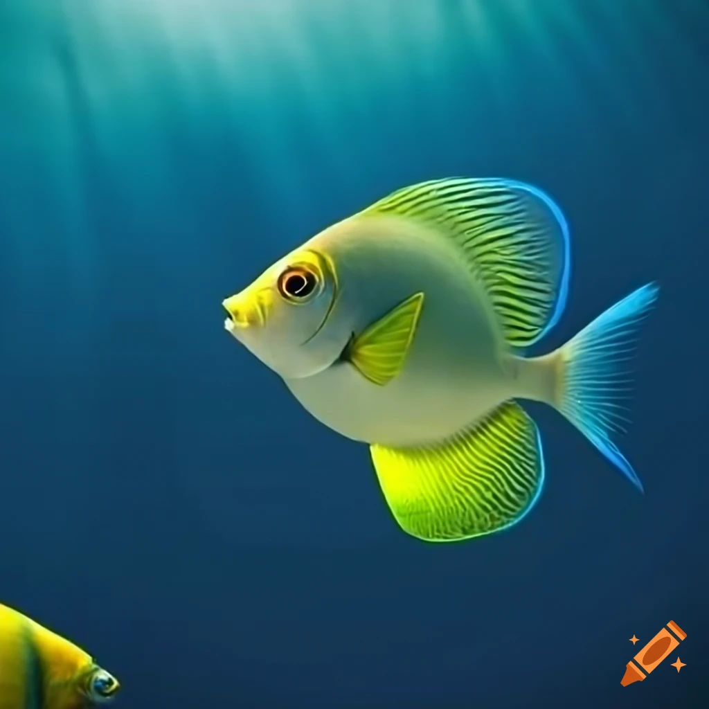 Side view of tropical fishes on Craiyon