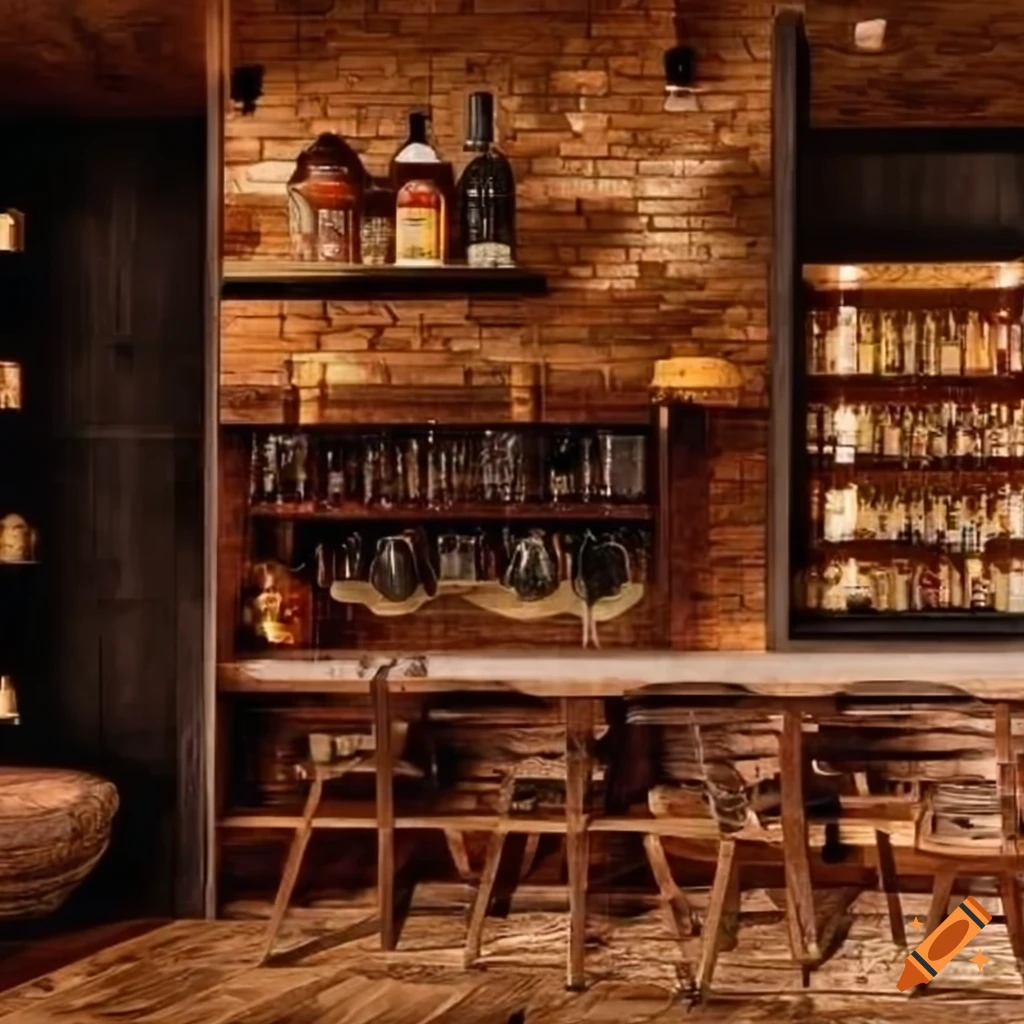 Interior design concept for a small bourbon bar with smokey and casual ...