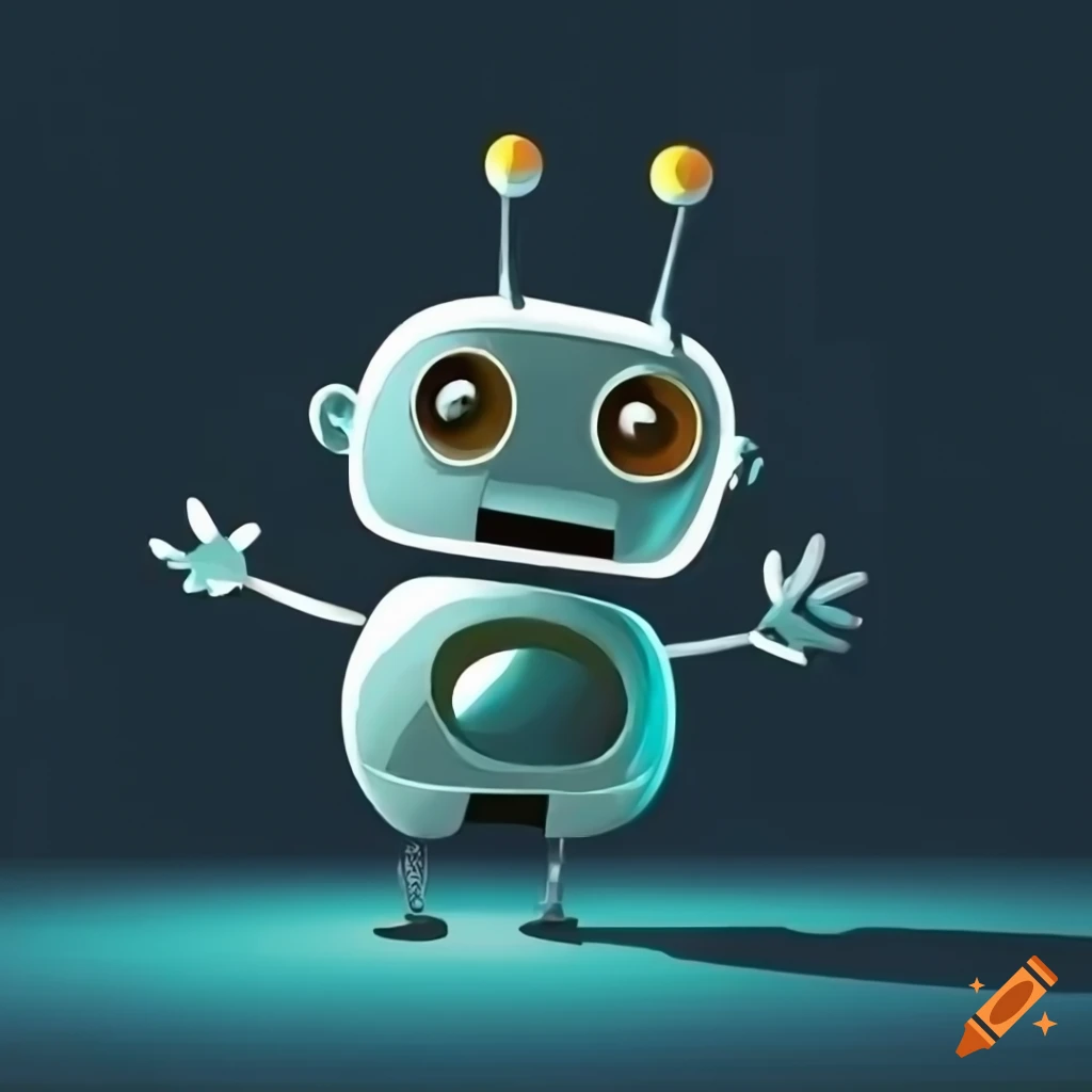 Friendly cartoon robot on Craiyon