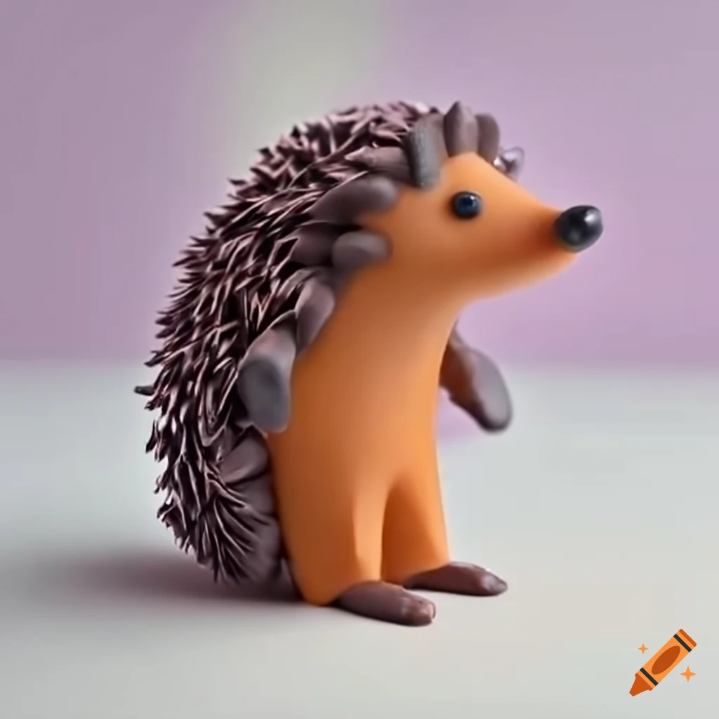 Cute hedgehog sculpture made of plasticine on Craiyon