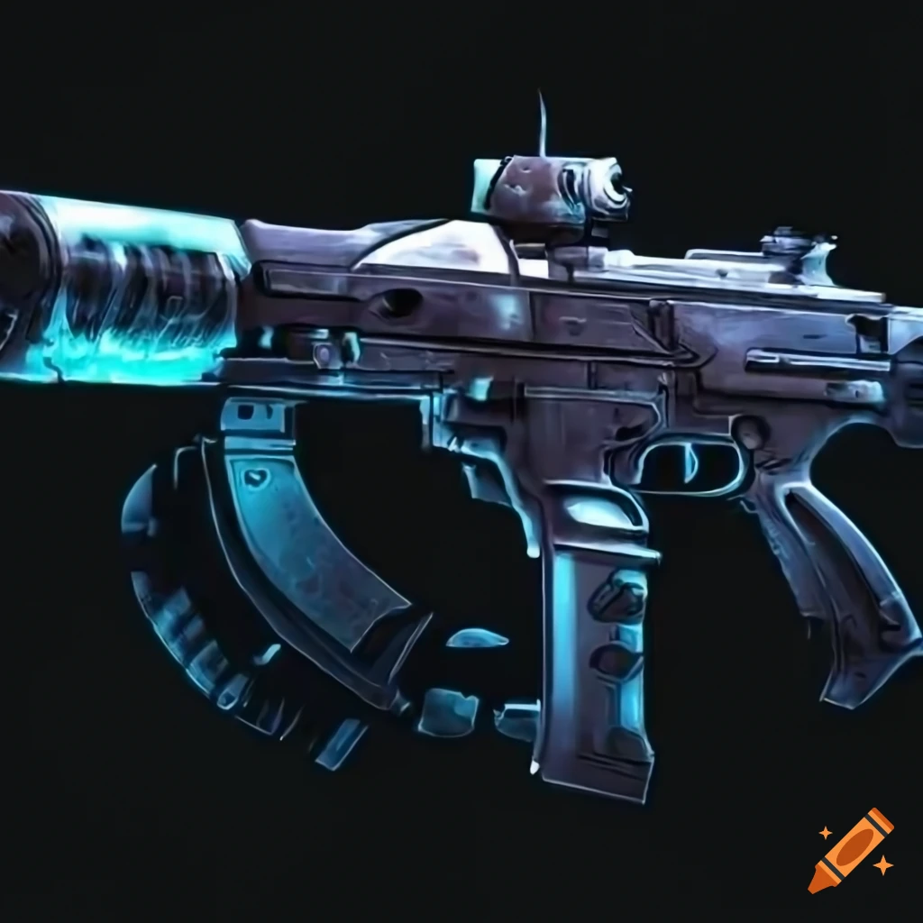 Futuristic pistol with cybernetic technology on a white background on ...