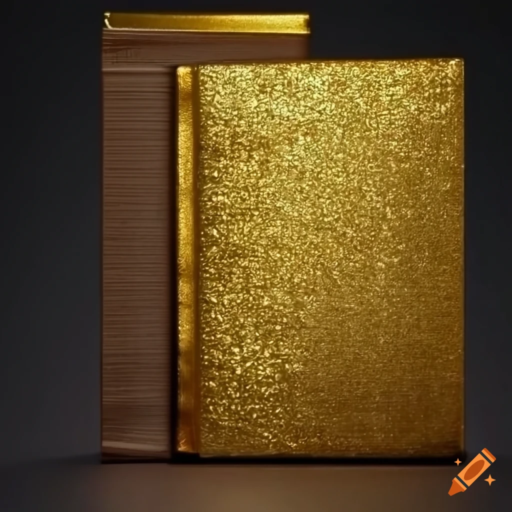 Book with a gold foil cover on Craiyon