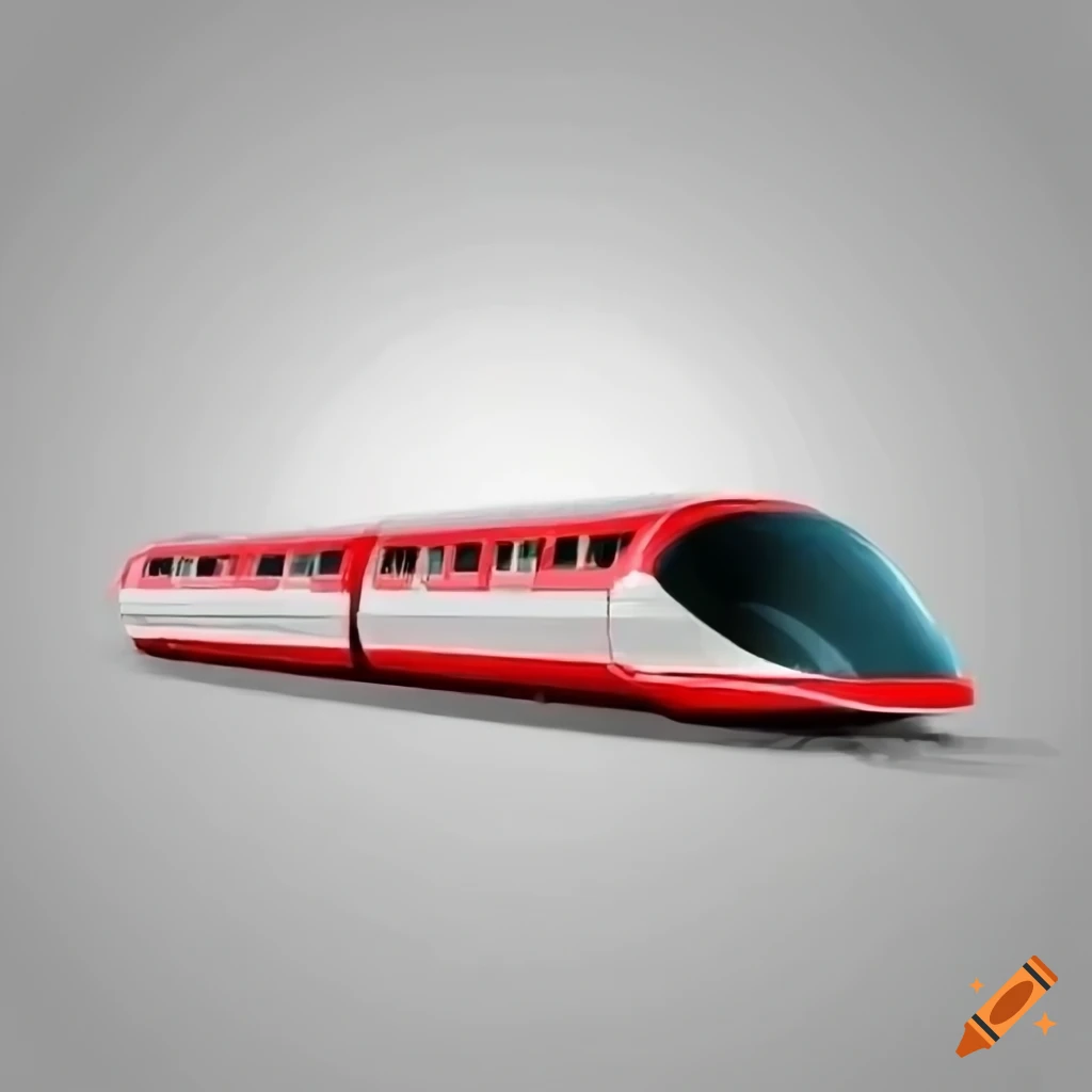 Red and white line art speed train monorail on Craiyon
