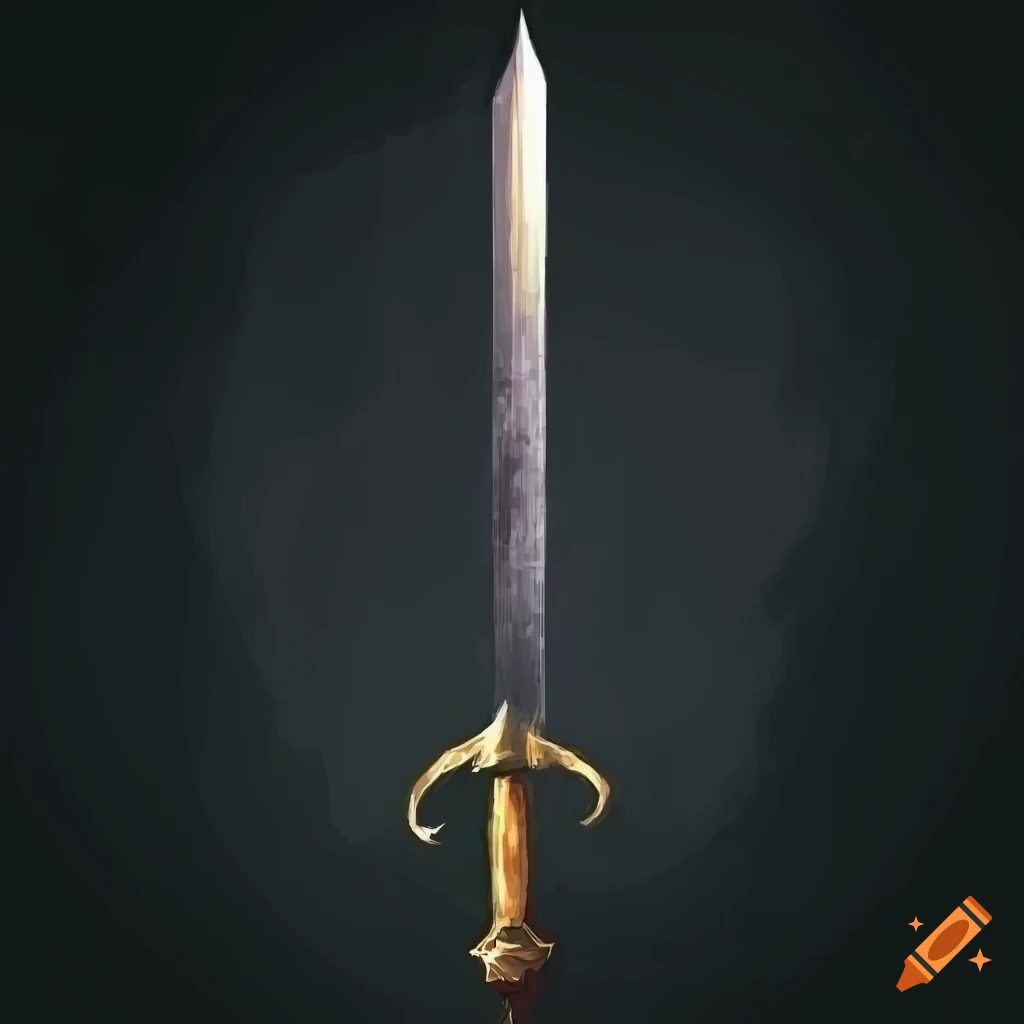 Sci-fi black metal sword with golden hilt sketch on Craiyon