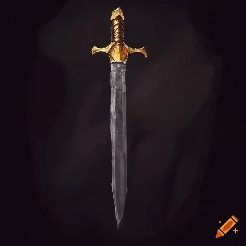 Sci-fi black metal sword with golden hilt sketch on Craiyon