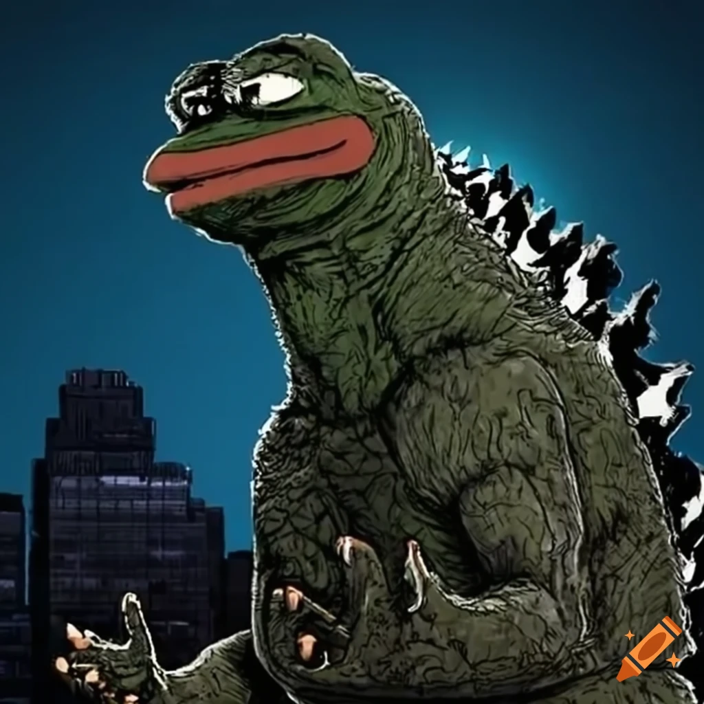 Pepe in godzilla body on Craiyon