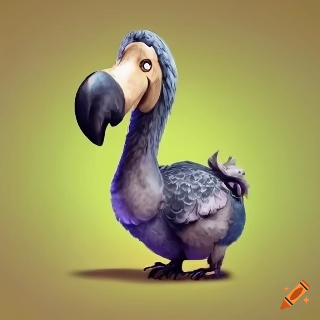 Smiling grey dodo bird on Craiyon