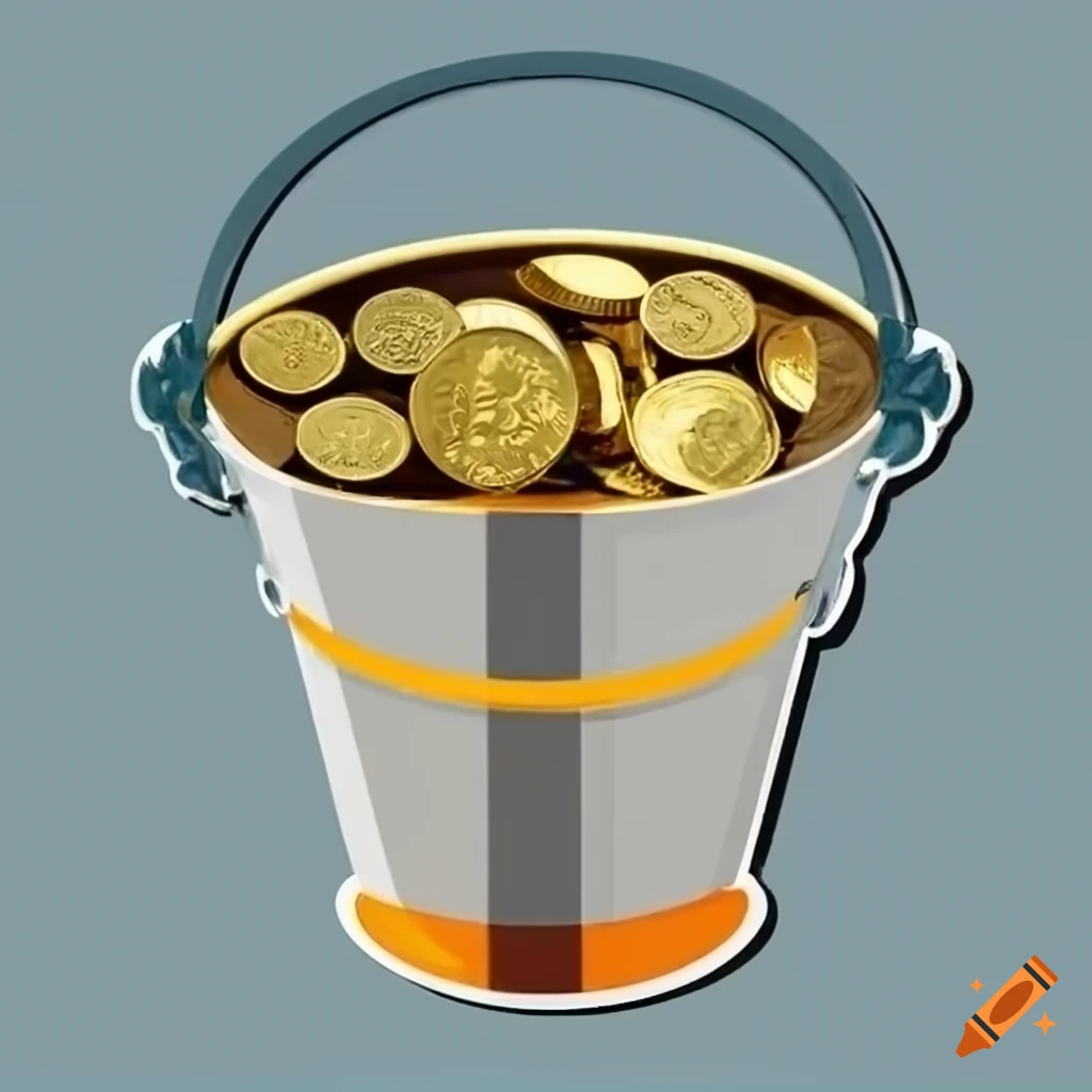 Bucket full of gold coins on Craiyon