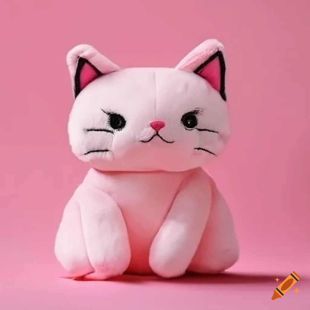 Cute pink cat plush toy on Craiyon