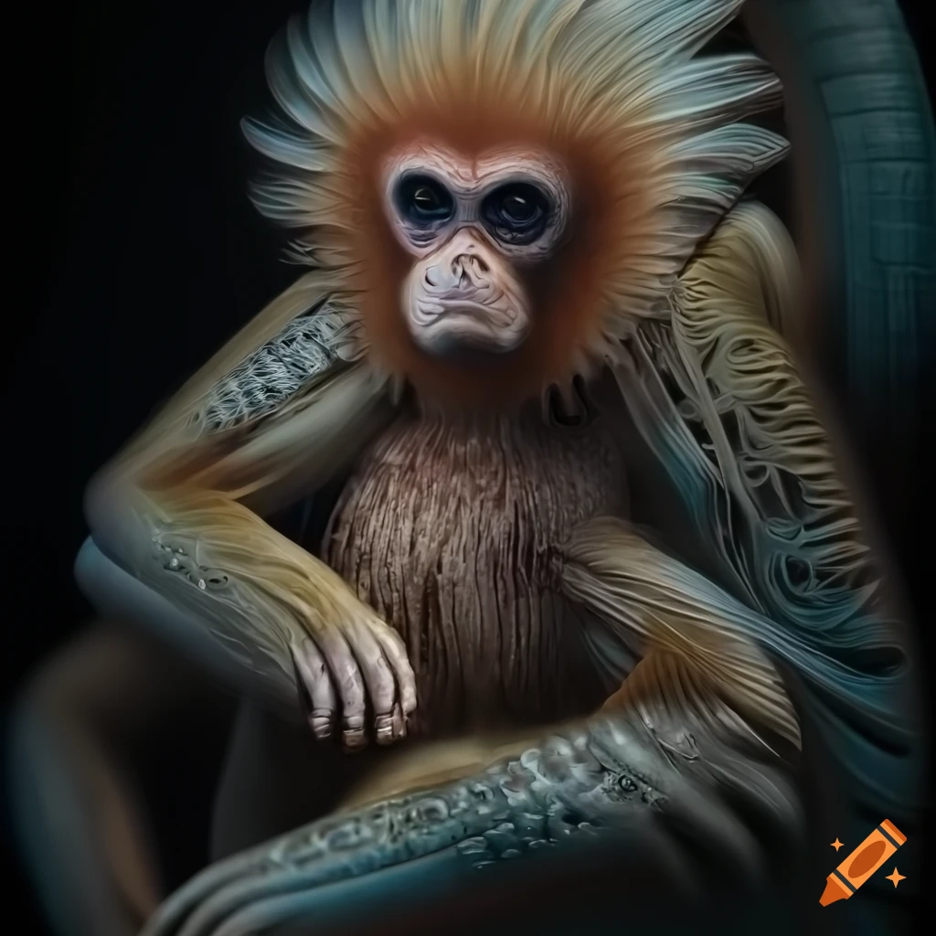 Gibbon and sea-monkey fusion with intricate details on Craiyon