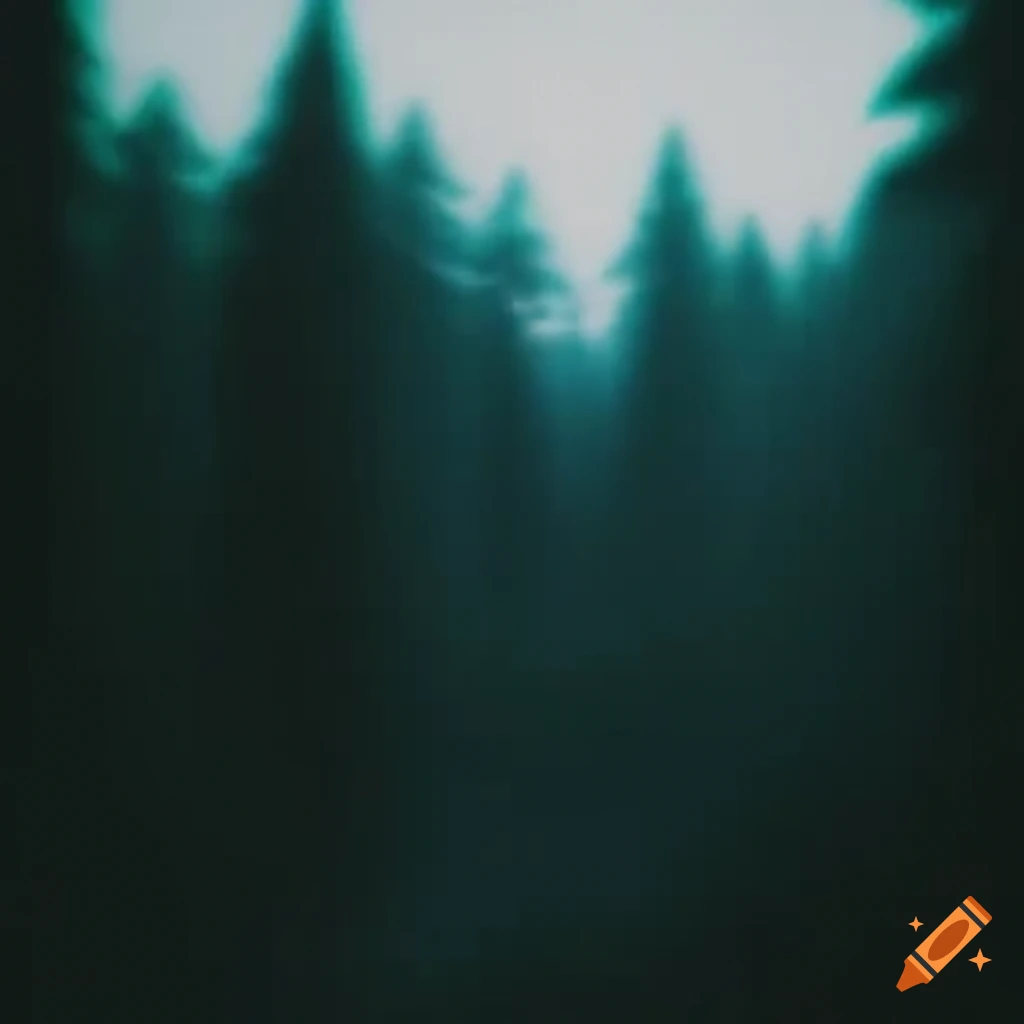 Psychedelic mountain forest with vhs-style glitch effect on Craiyon