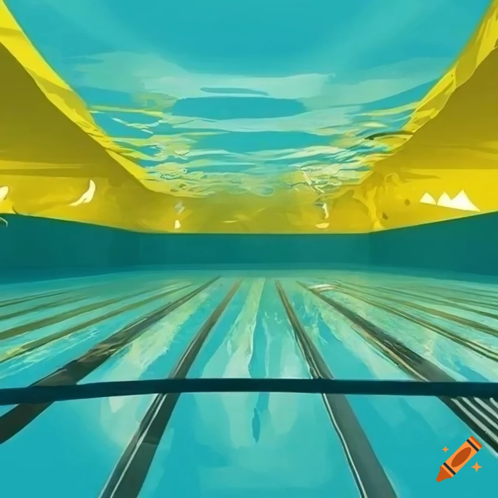 Municipal indoor pool graphic poster with children playing on Craiyon