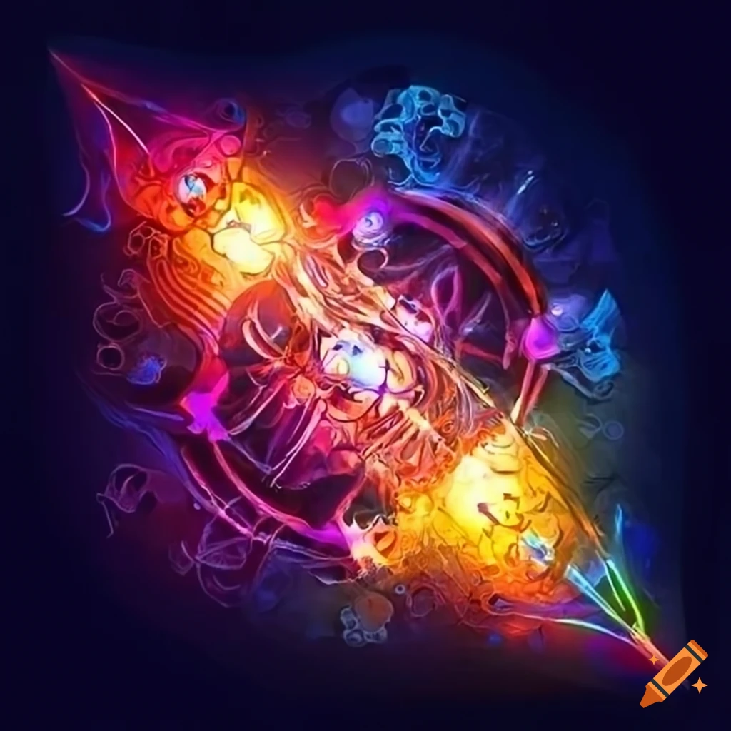 Intricate design with chemical equation symbols and connecting arrows ...