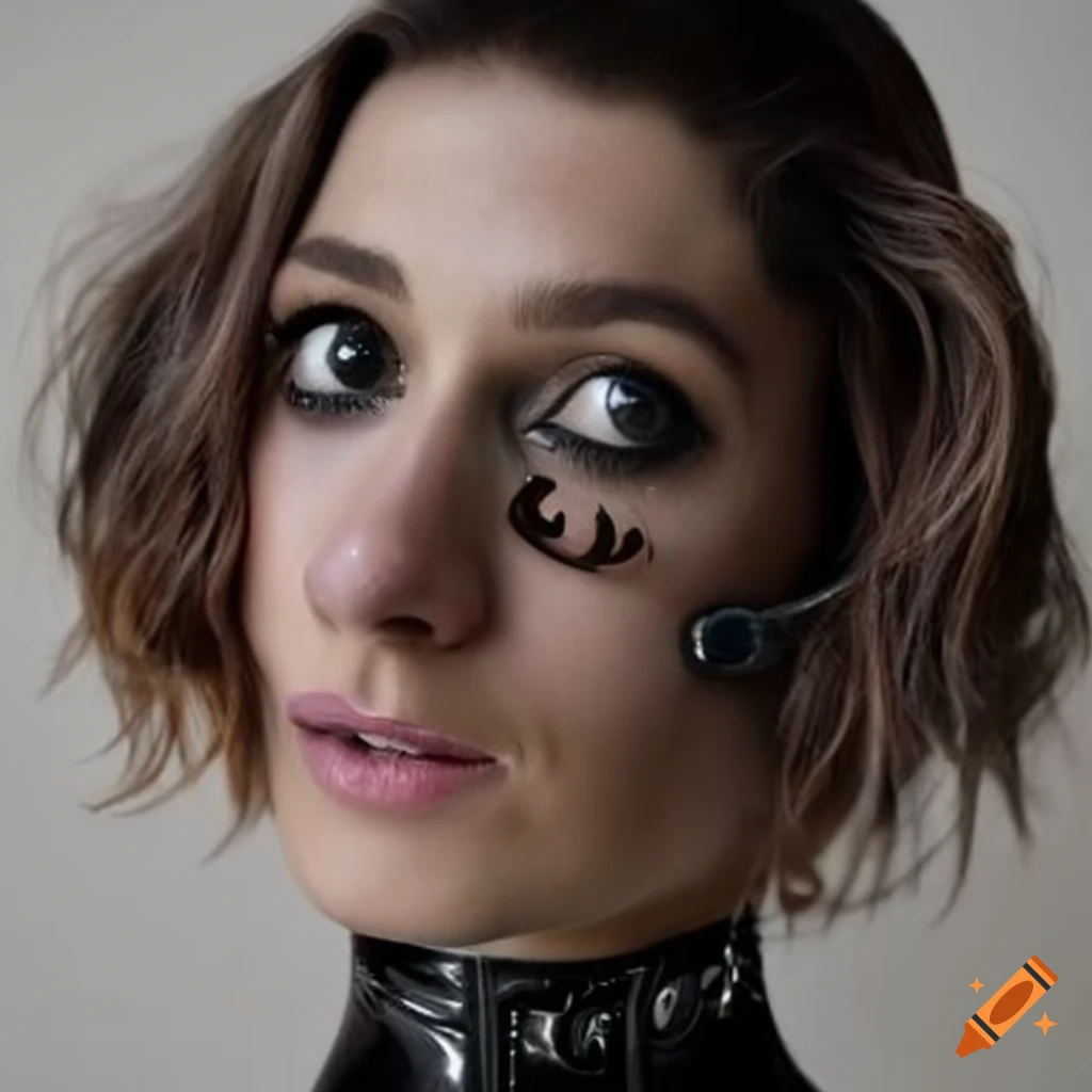 Dark grey transparent latex collar with Mary Elizabeth Winstead face on ...