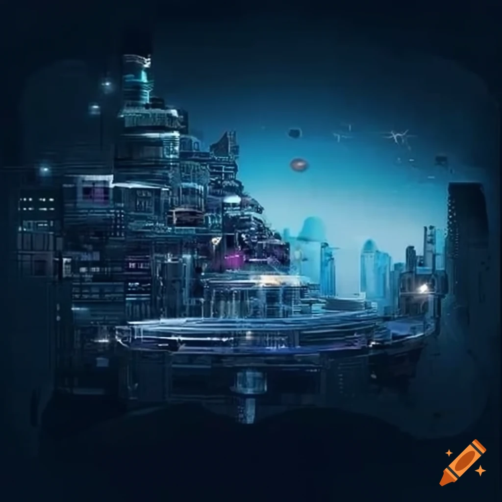 White futuristic space station city with cyberpunk aesthetics in orbit ...