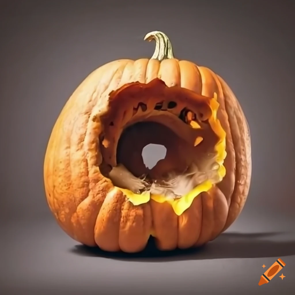 Fat pumpkin with a hollow hole filled with frosting on Craiyon