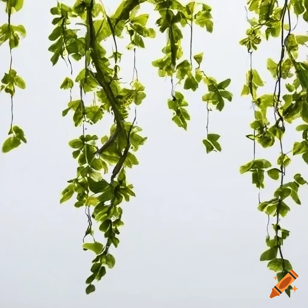 Tree vines hanging against a white background on Craiyon
