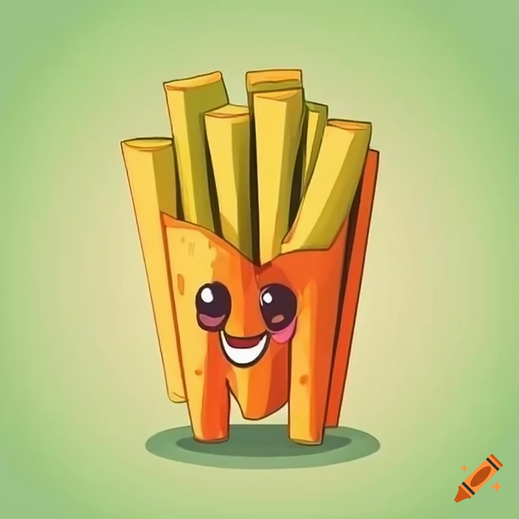 Cute fries with a cartoon face on Craiyon