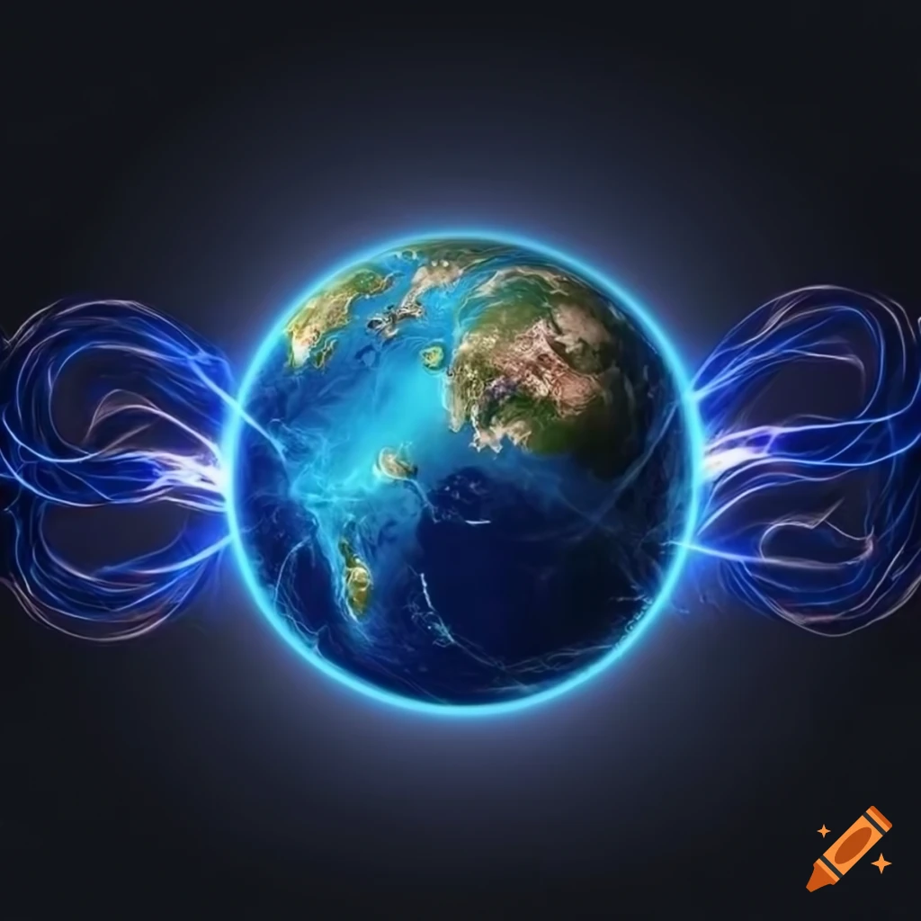 Futuristic artwork showing Earth surrounded by an electric blue ...