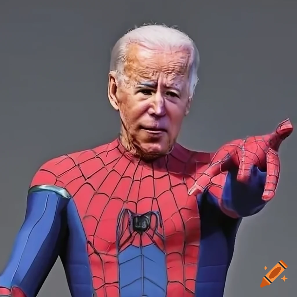 Joe Biden clones in SpiderMan meme pointing at each other on Craiyon