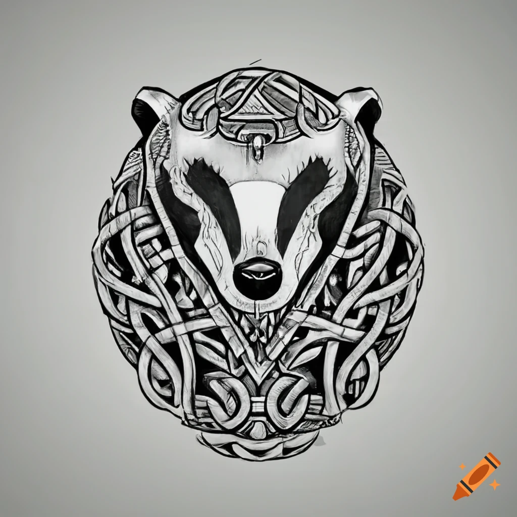 Badger design in viking tribal style on Craiyon