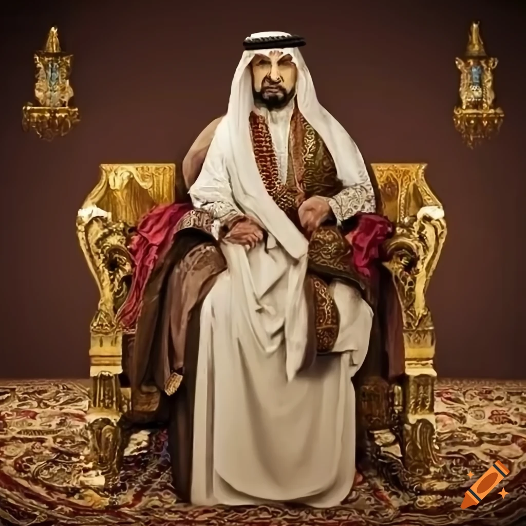 Middle aged king in rich middle eastern attire on Craiyon