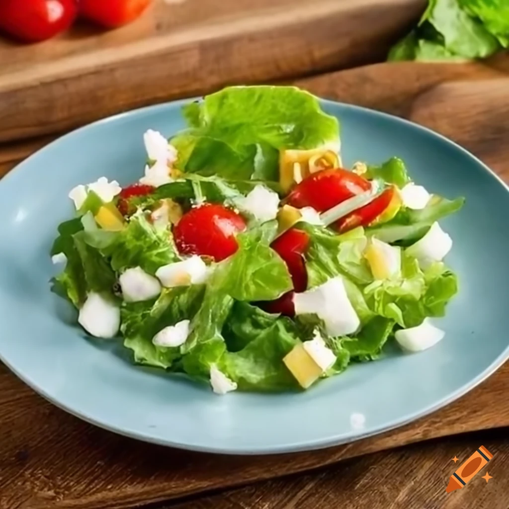 Plate of salad in high definition on Craiyon