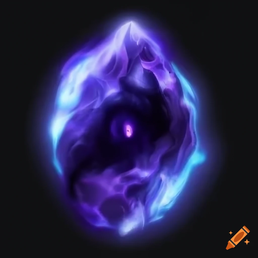 Ethereal shadow substance with dark energy and purple-black flame on ...