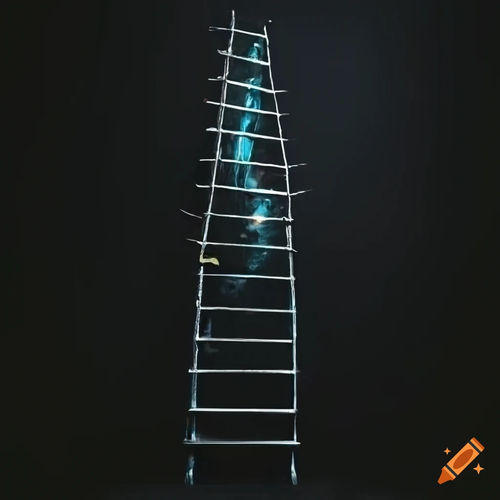 Long ladder in a dark environment by man ray on Craiyon