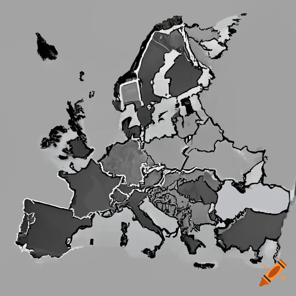 Map of europe with clear borders on Craiyon