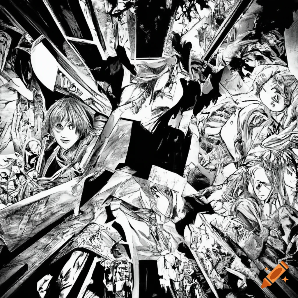 Collage of manga panels showing fighters in various stances in black ...