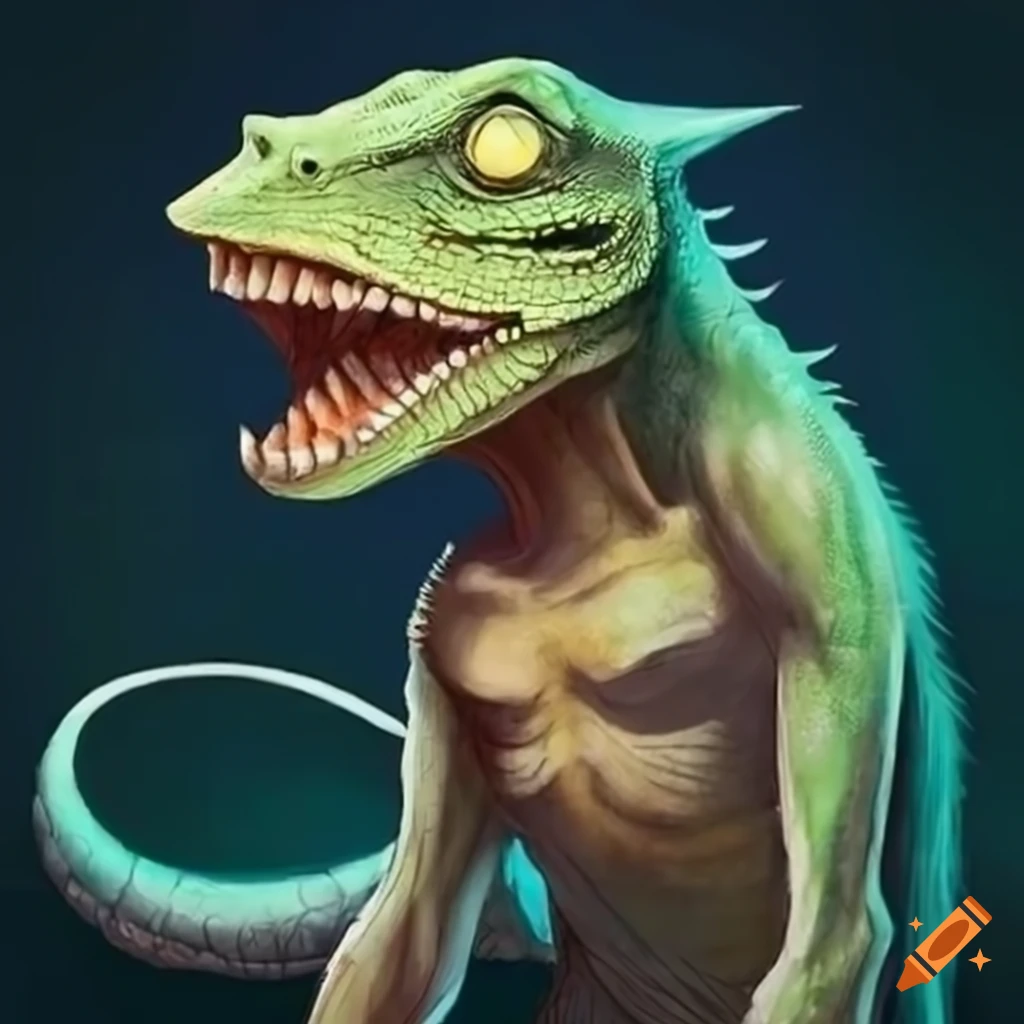 Half human, half lizard creature inspired by ghibli style on Craiyon