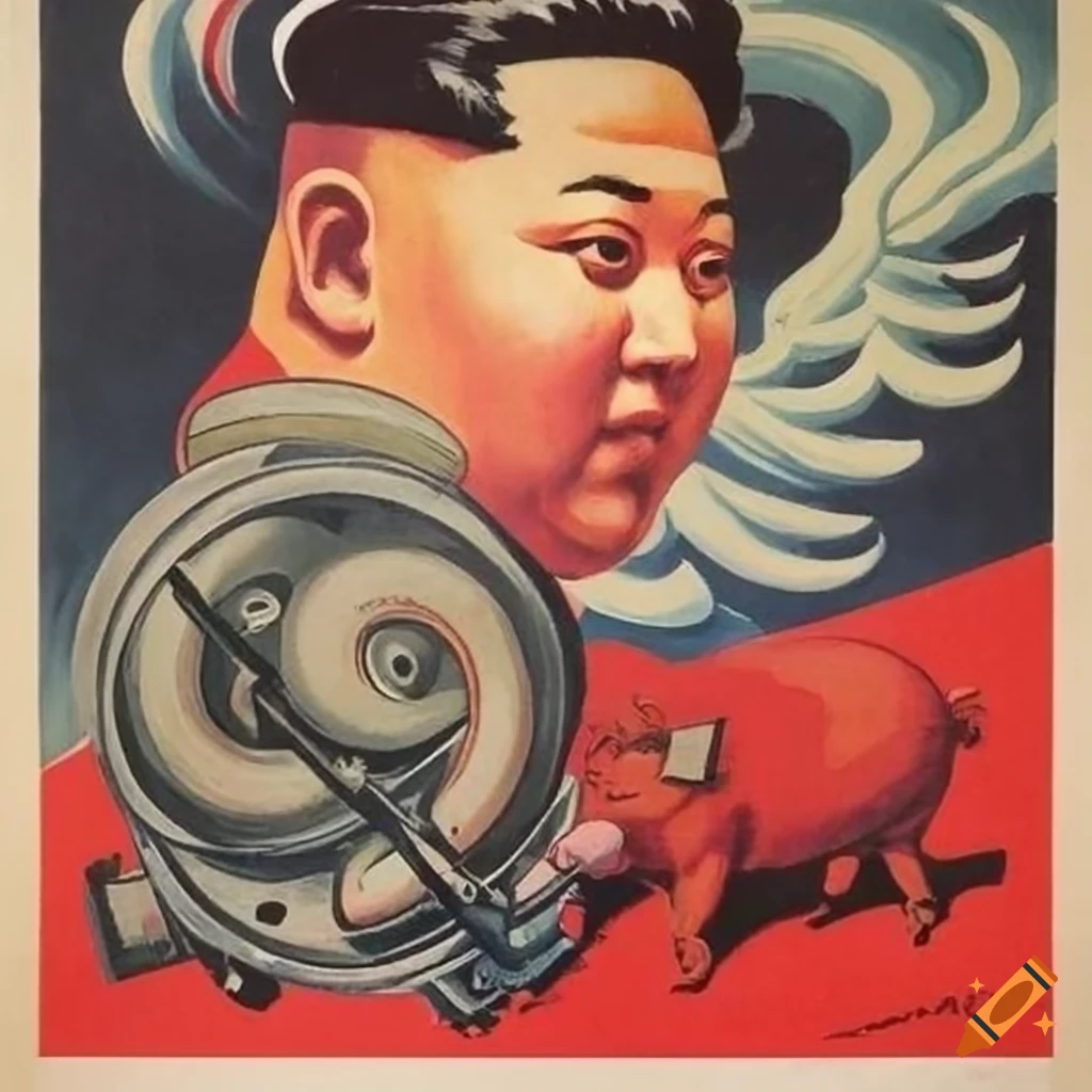 Soviet socialist realism propaganda poster of kim jong-un as a heroic ...