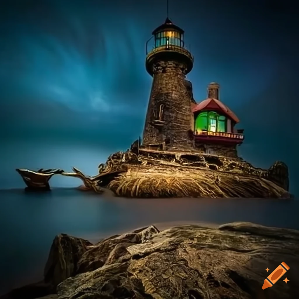 Highly detailed emerald the enchanted witch themed lighthouse ship on ...