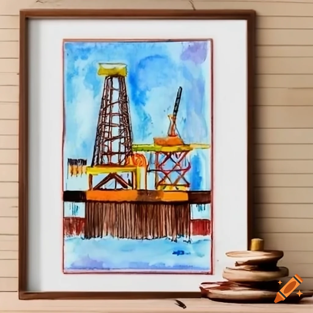 Child's artistic oil drilling rig illustration on Craiyon